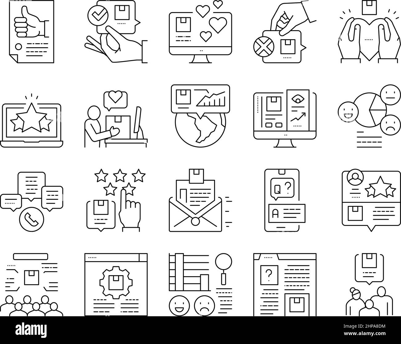 Reviews Of Customer Collection Icons Set Vector Stock Vector Image ...