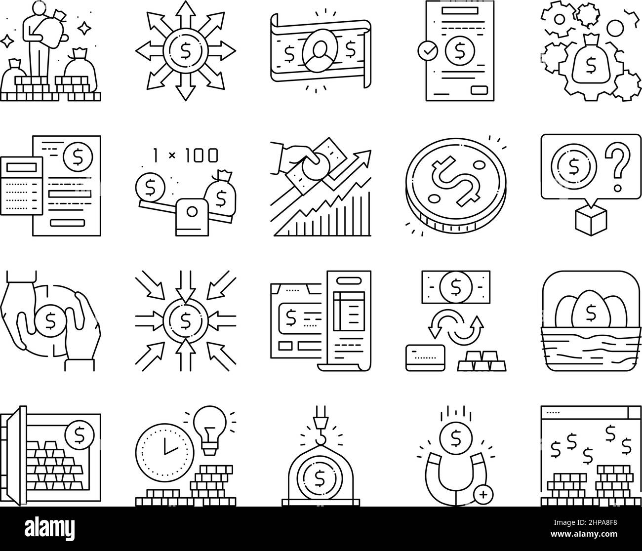 Wealth Finance Capital Collection Icons Set Vector Stock Vector Image ...