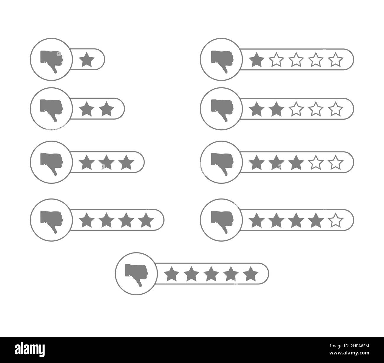 set of icons of negative reaction, negative feedback, expression of ...