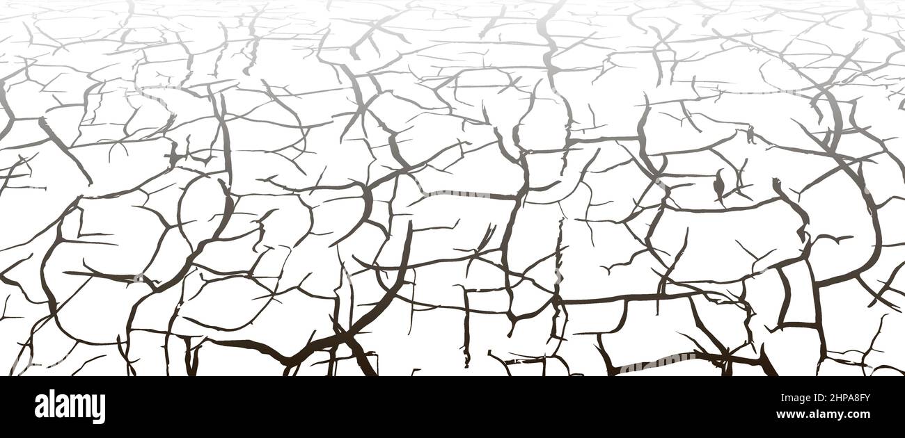 Dry white soil with black cracks wasteland landscape . Drought ground ...
