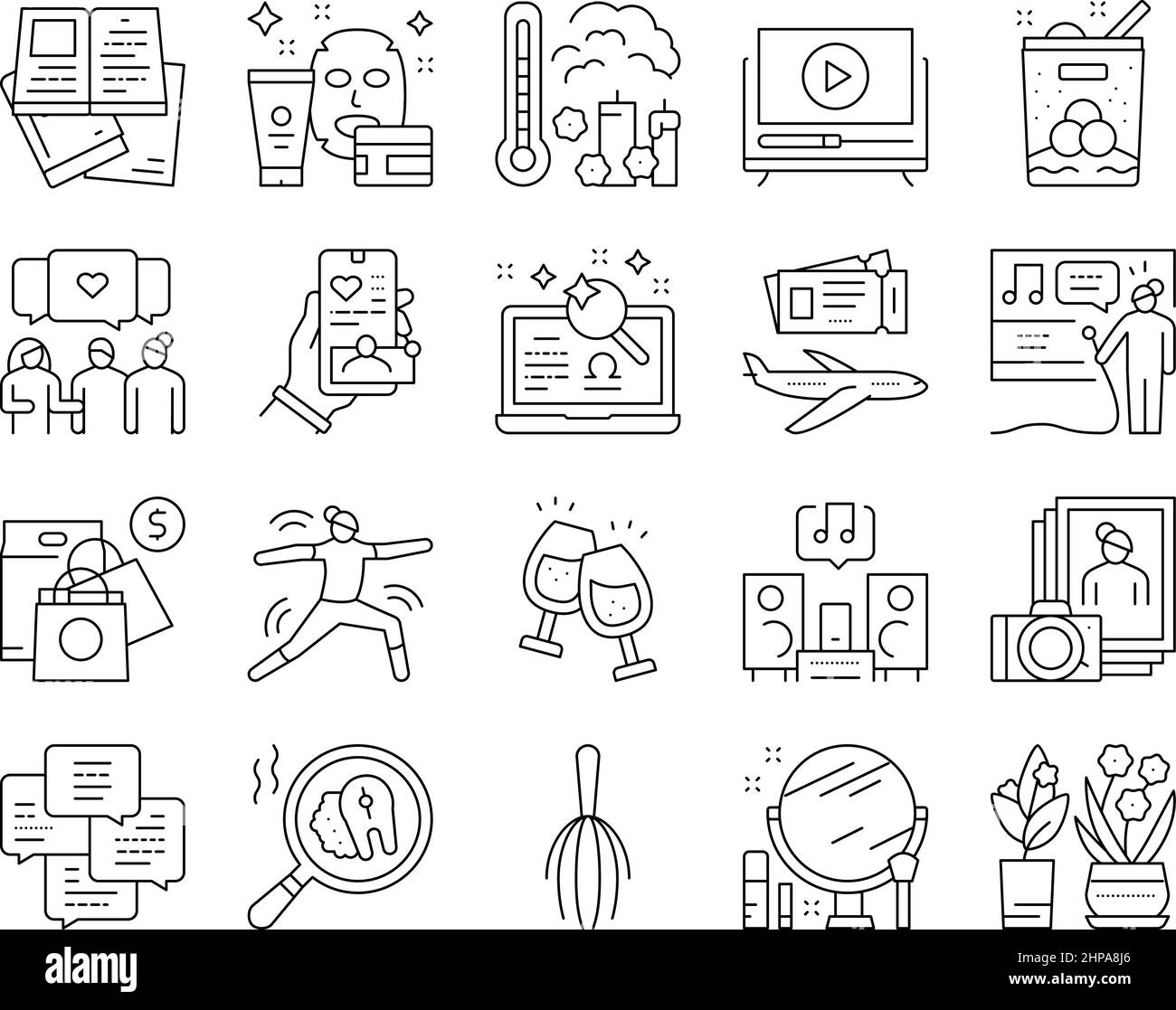 Womens Leisure Time Collection Icons Set Vector Stock Vector Image ...