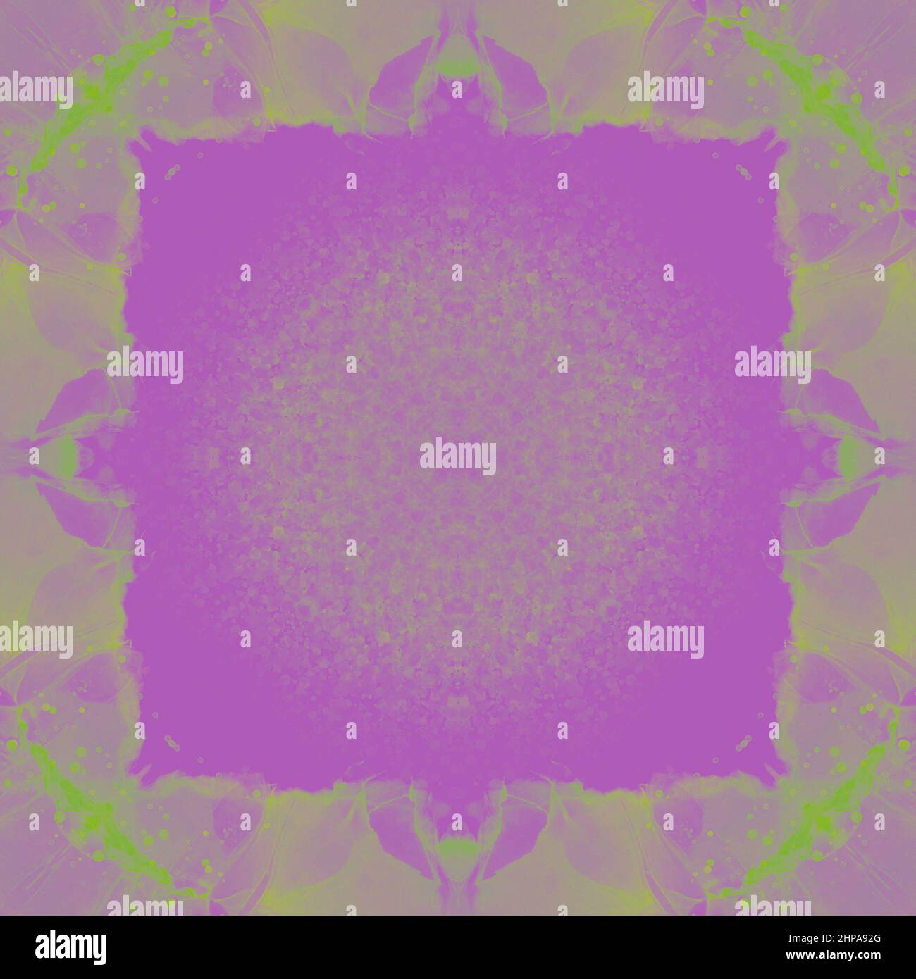 Pink square background painted with soft green flowing paint Stock ...