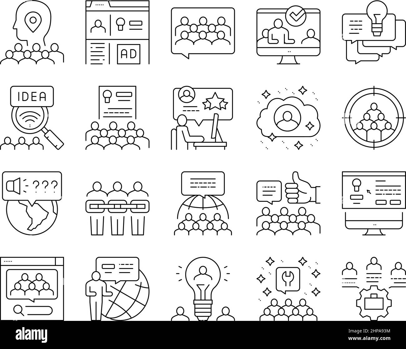 Crowdsourcing Business Collection Icons Set Vector Illustration Stock ...