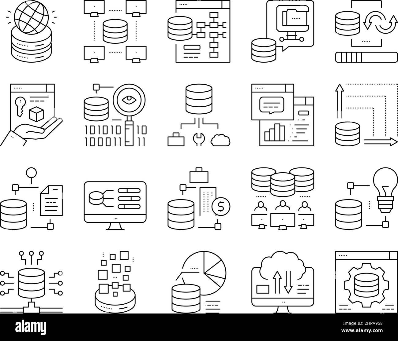 Digital Processing Collection Icons Set Vector Illustration Stock ...