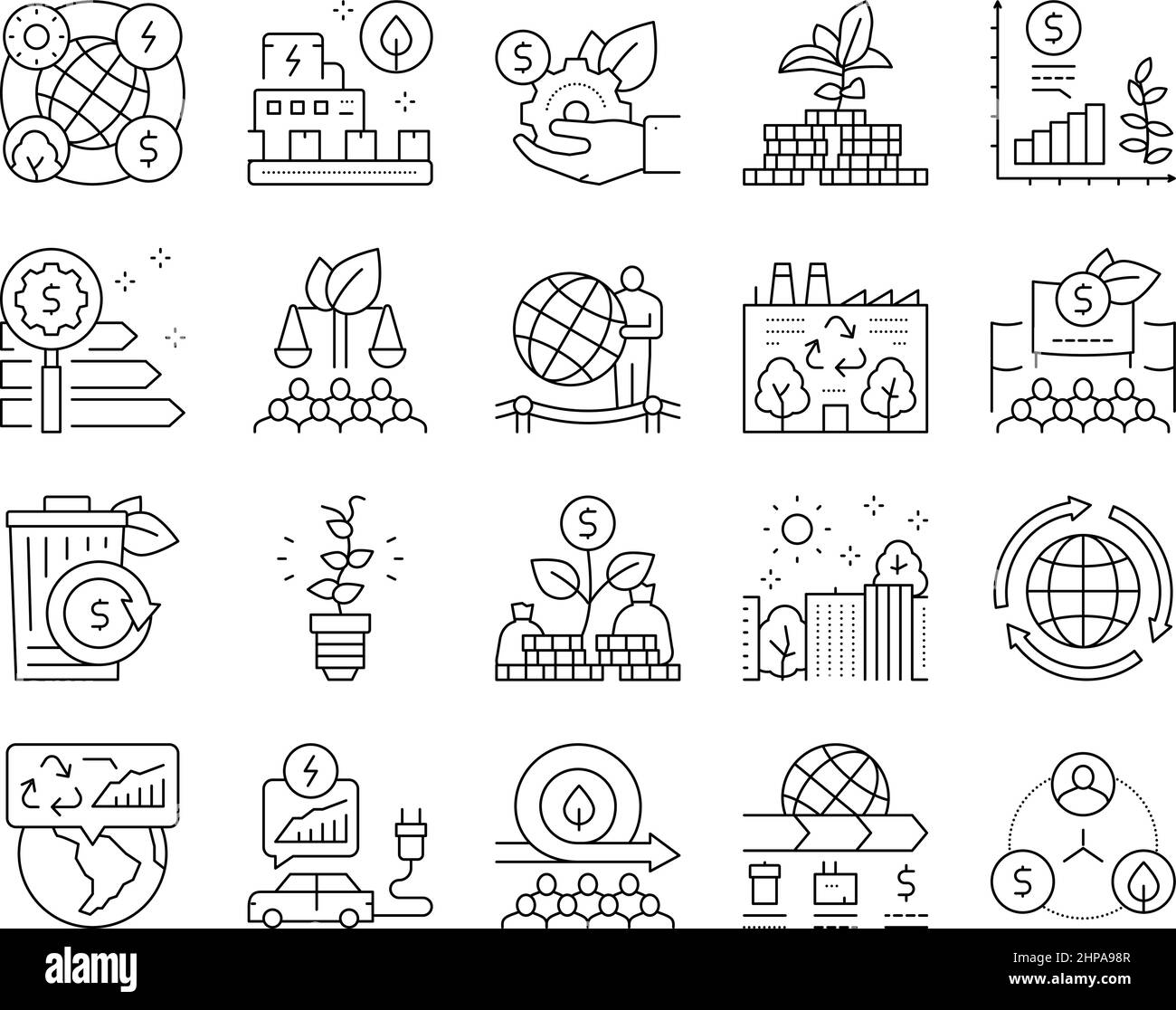 Green Economy Industry Collection Icons Set Vector Stock Vector Image ...
