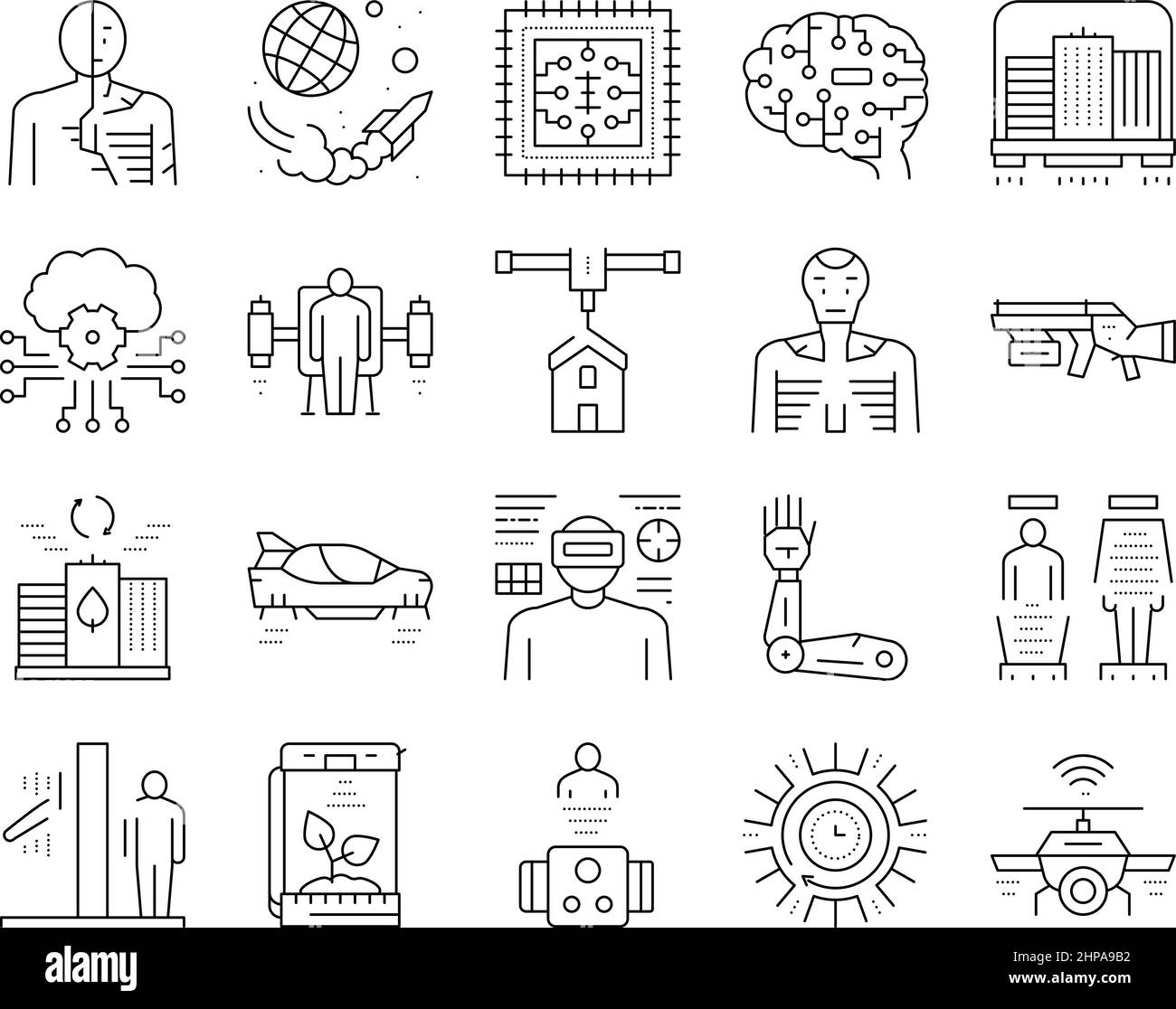 Future Life Devices Collection Icons Set Vector Stock Vector Image ...