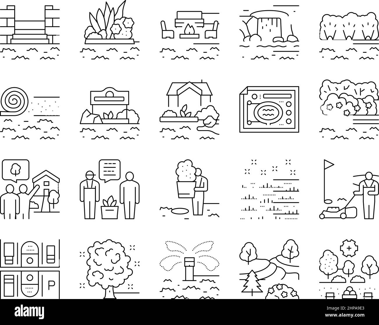 Planting landscape water garden Black and White Stock Photos & Images ...