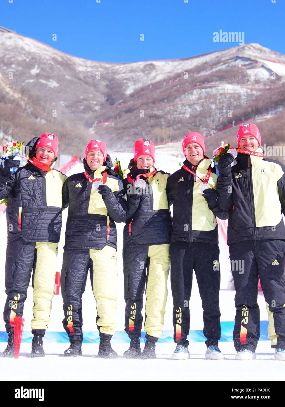 Yanqing, China. 20th Feb, 2022. Olympics, alpine skiing, team, mixed, award ceremony at the ...
