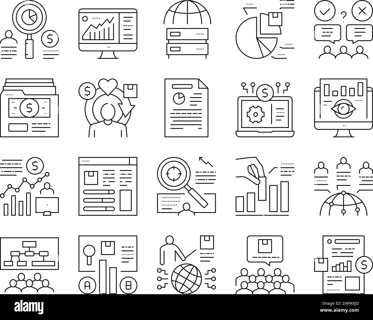 Market Research And Analysis Icons Set Vector Stock Vector Image & Art ...