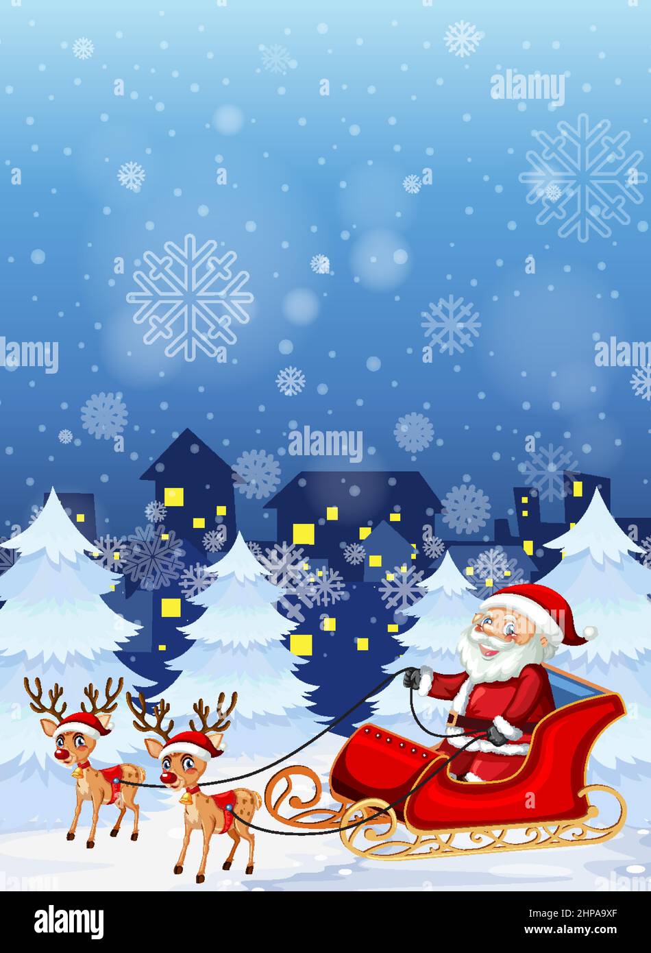 Christmas poster design with Santa Claus on sleigh illustration Stock ...