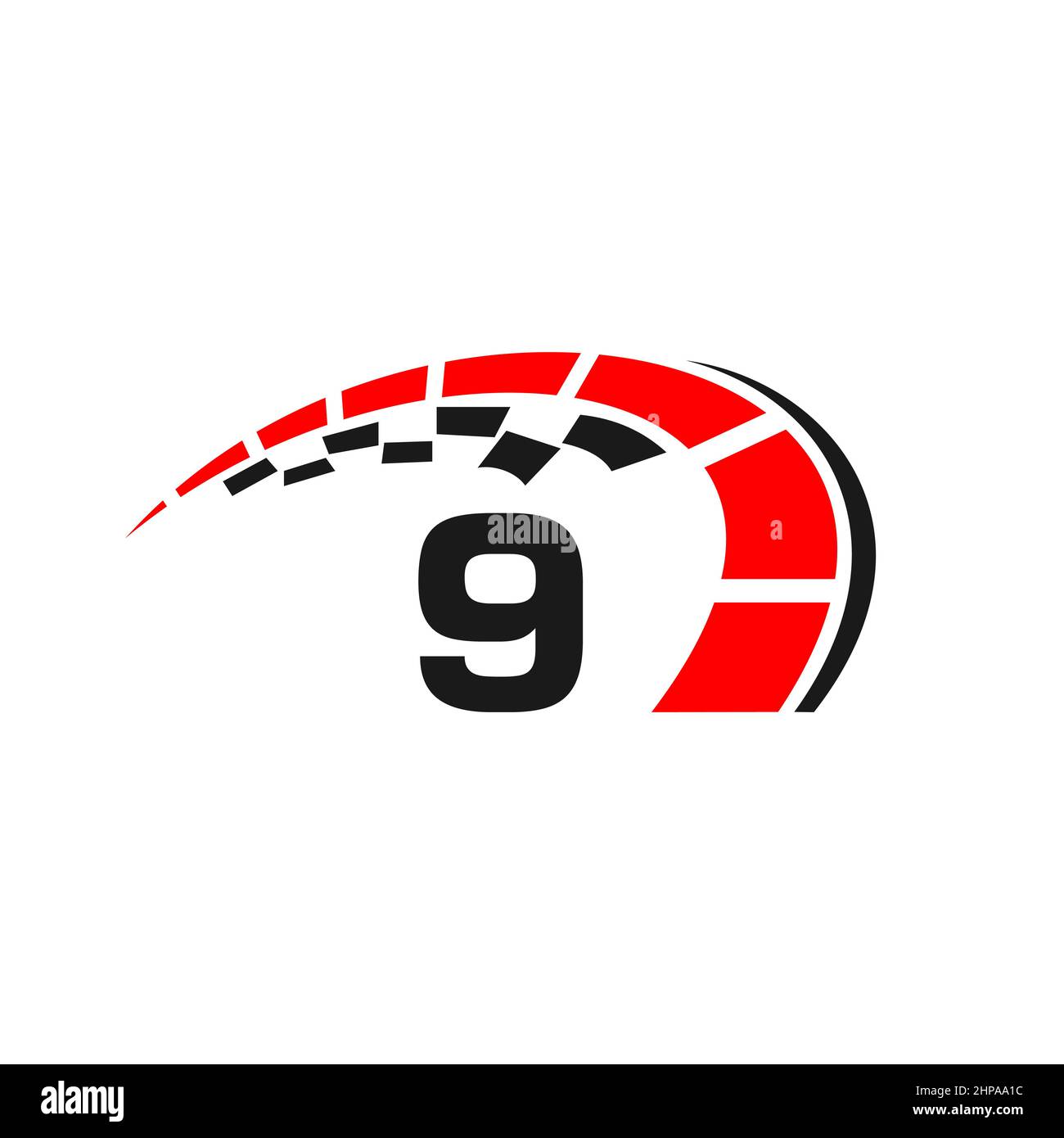Sport Car Logo On Letter 9 Speed Concept. Car Automotive Template For ...