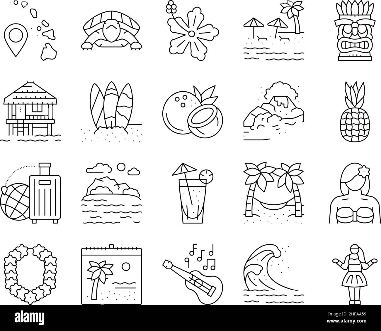 Hawaii Island Vacation Resort Icons Set Vector Stock Vector Image & Art ...