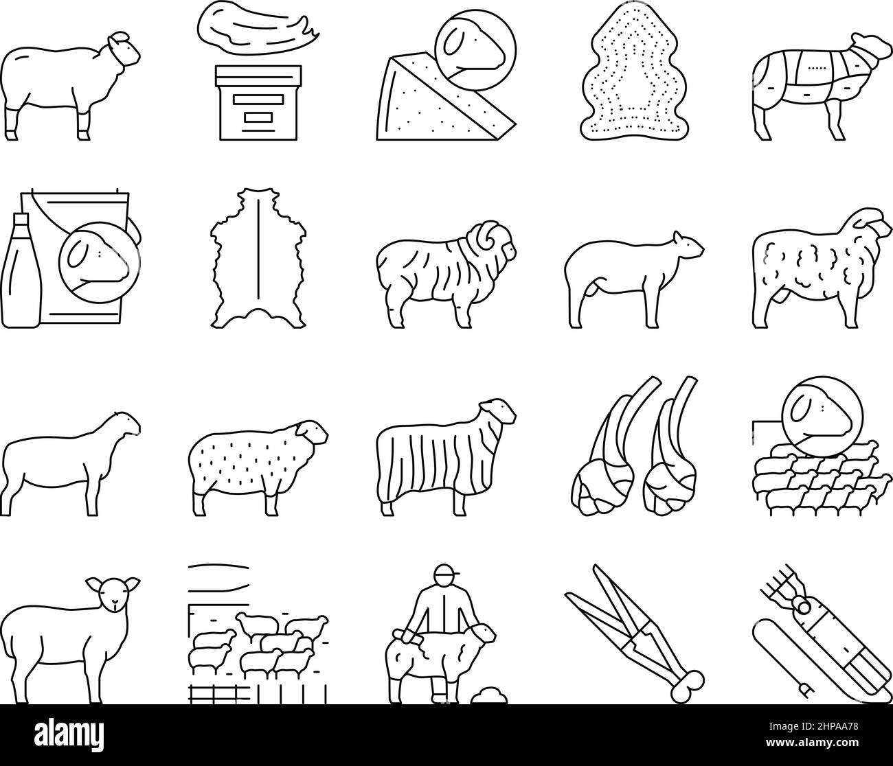 Sheep Breeding Farm Business Icons Set Vector Stock Vector Image & Art ...