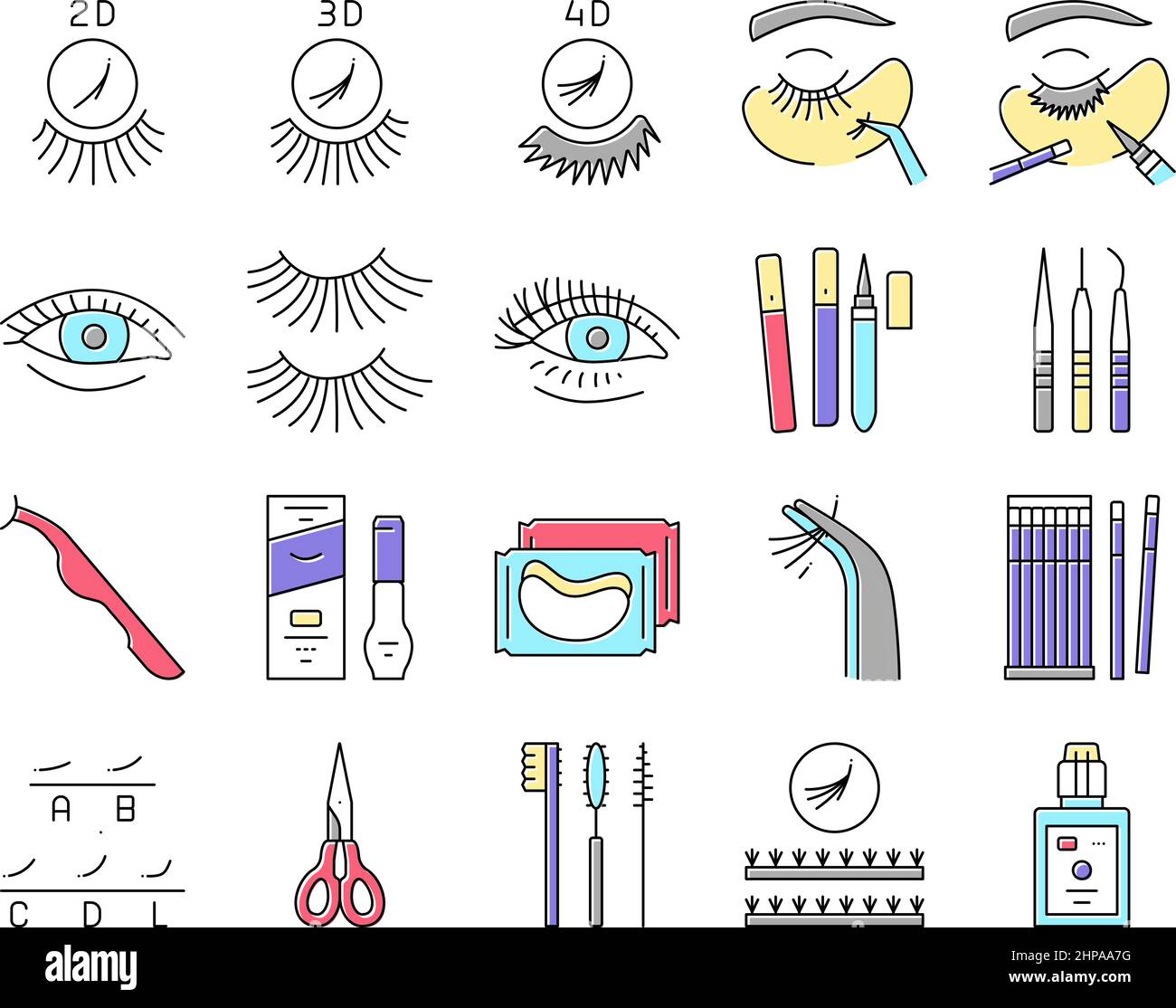 Eyelashes Extension Collection Icons Set Vector Stock Vector Image ...