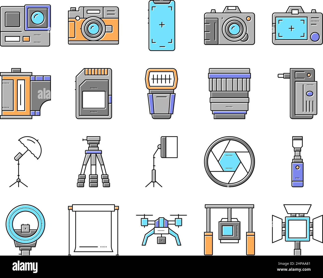 Photography Device Collection Icons Set Vector Stock Vector Image & Art ...