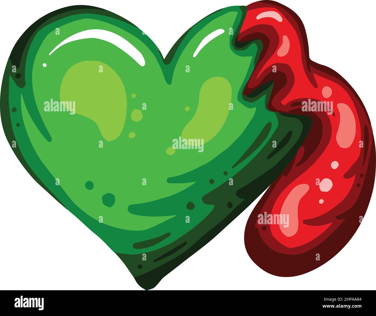 Green Dead Zombie Heart Cartoon Illustration with Blood and for ...