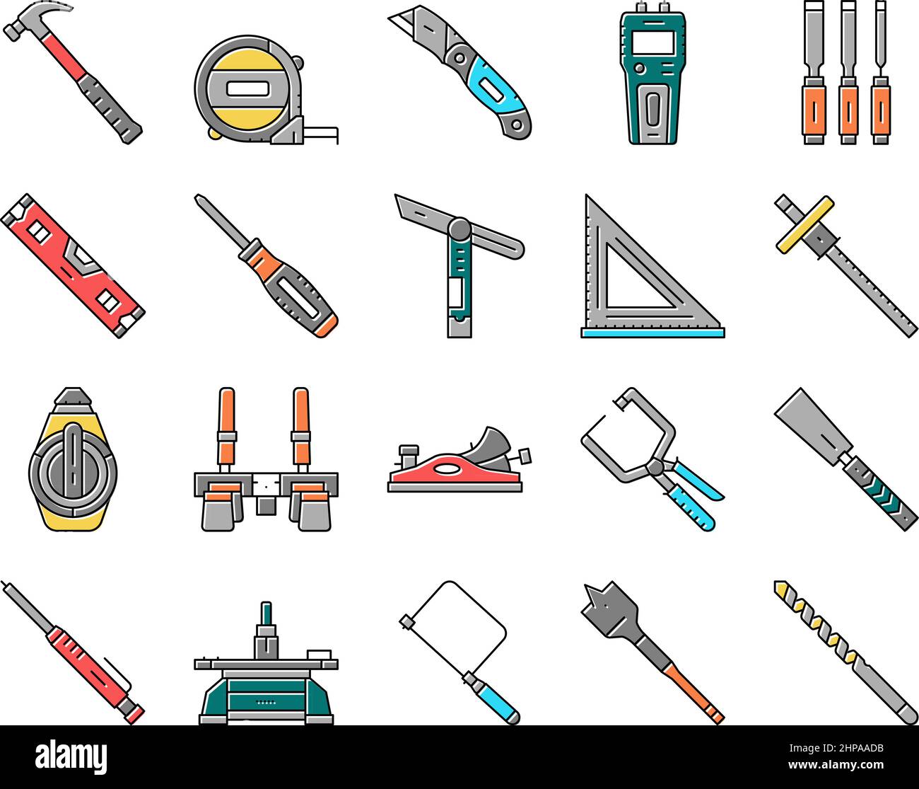Carpenter Tool And Accessory Icons Set Vector Stock Vector Image & Art ...