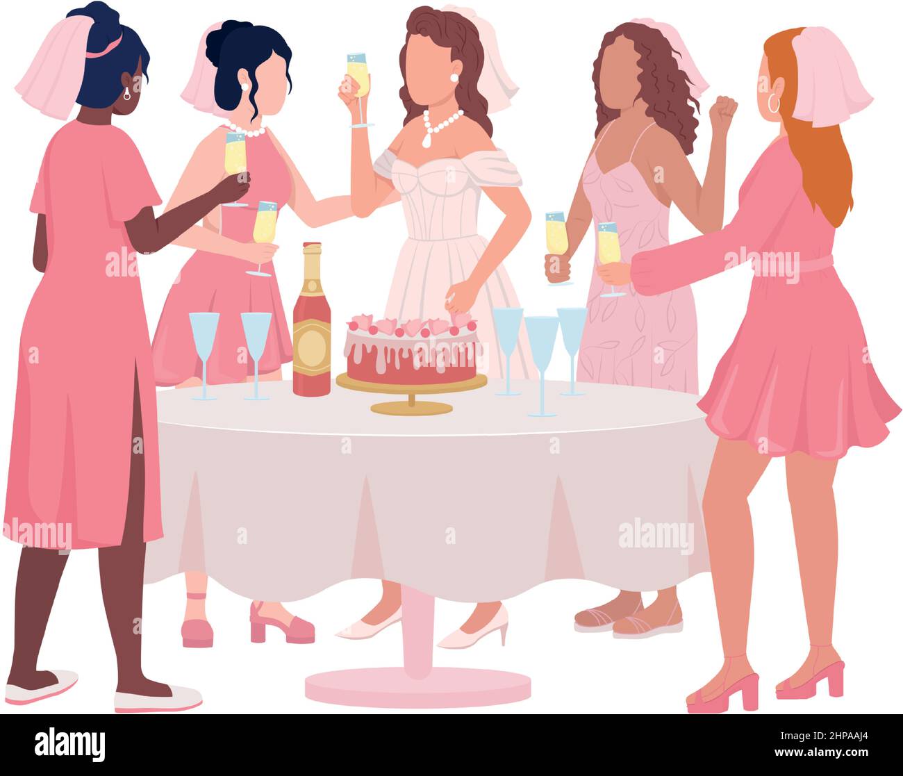 Hen night semi flat color vector characters Stock Vector Image & Art ...