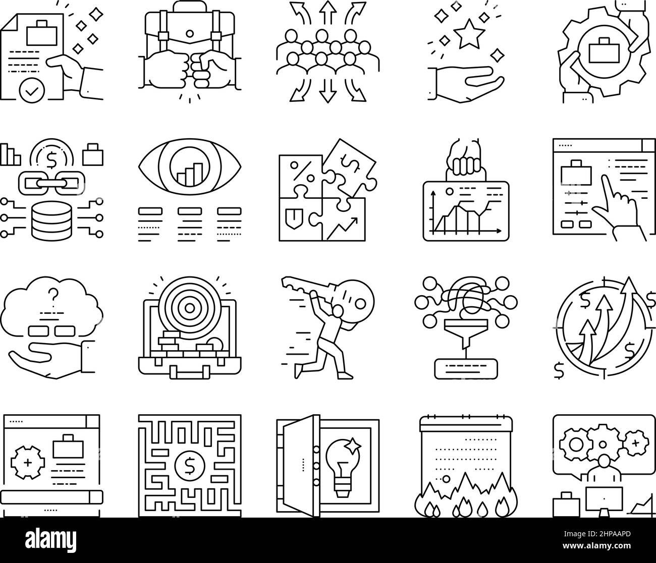 Solution Business Problem Task Icons Set Vector Stock Vector Image ...