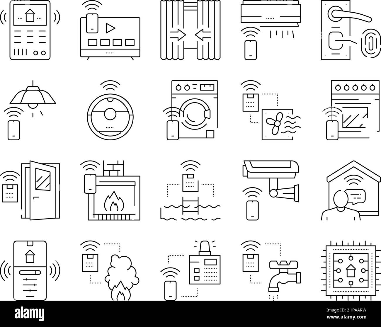 Smart Home Equipment Collection Icons Set Vector Stock Vector Image ...