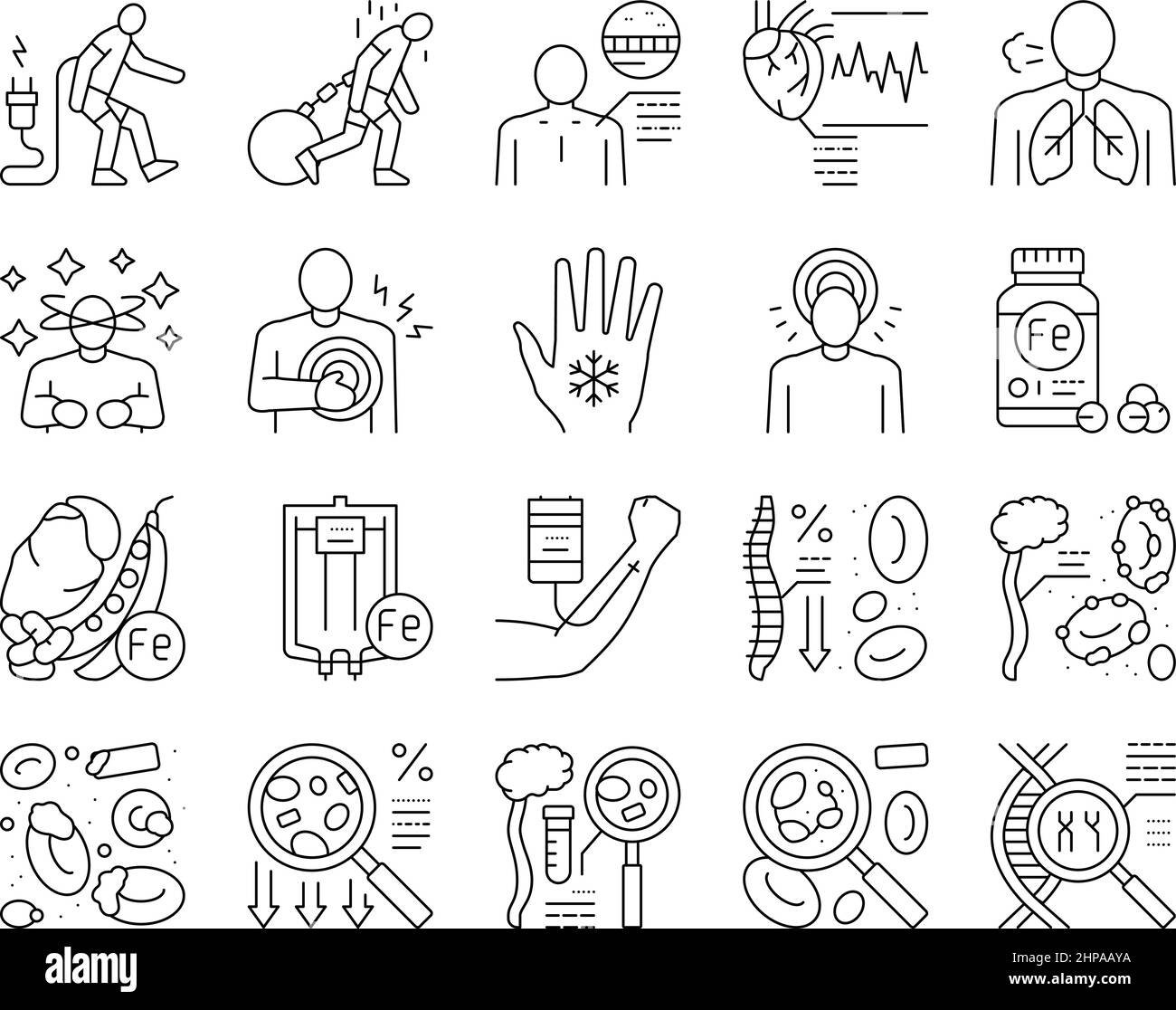 Anemia Patient Health Problem Icons Set Vector Stock Vector Image & Art ...