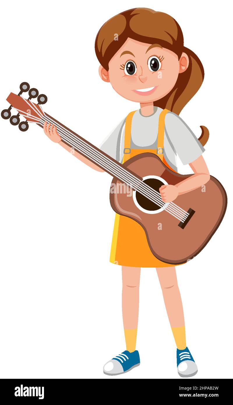 A female musician cartoon character on white background illustration ...