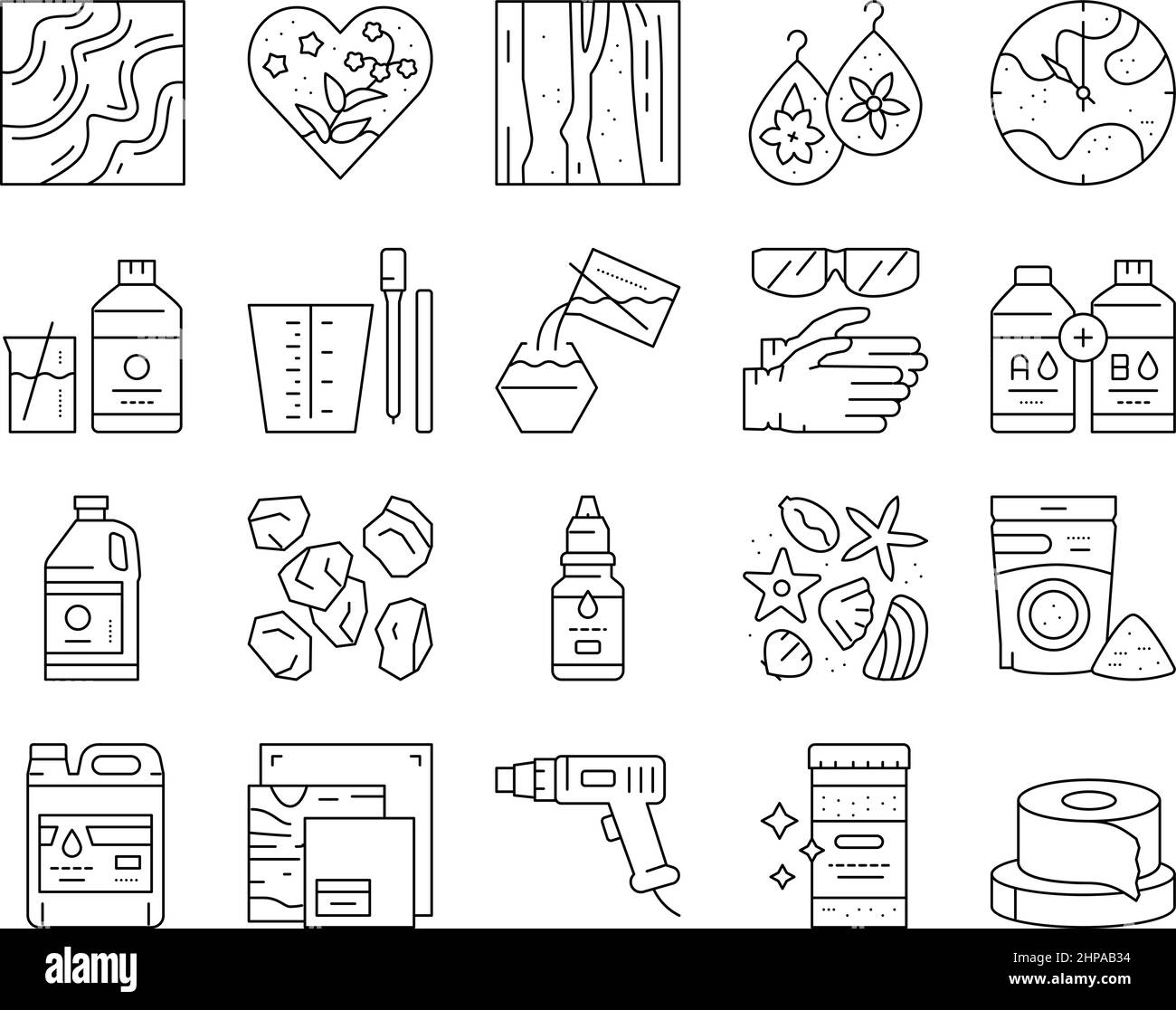 Resin Art Creation Collection Icons Set Vector Stock Vector Image & Art ...