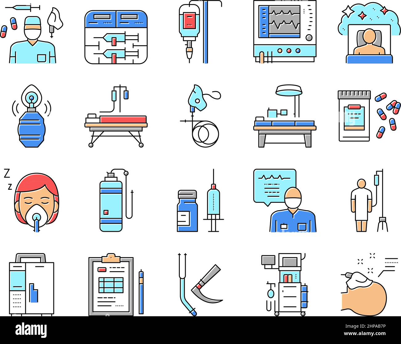 Anesthesiologist Tool Collection Icons Set Vector Stock Vector Image ...