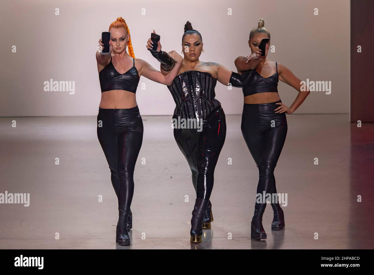 NEW YORK, NY - FEBRUARY 16, 2020: Parris Goebel (C) performs on the ...