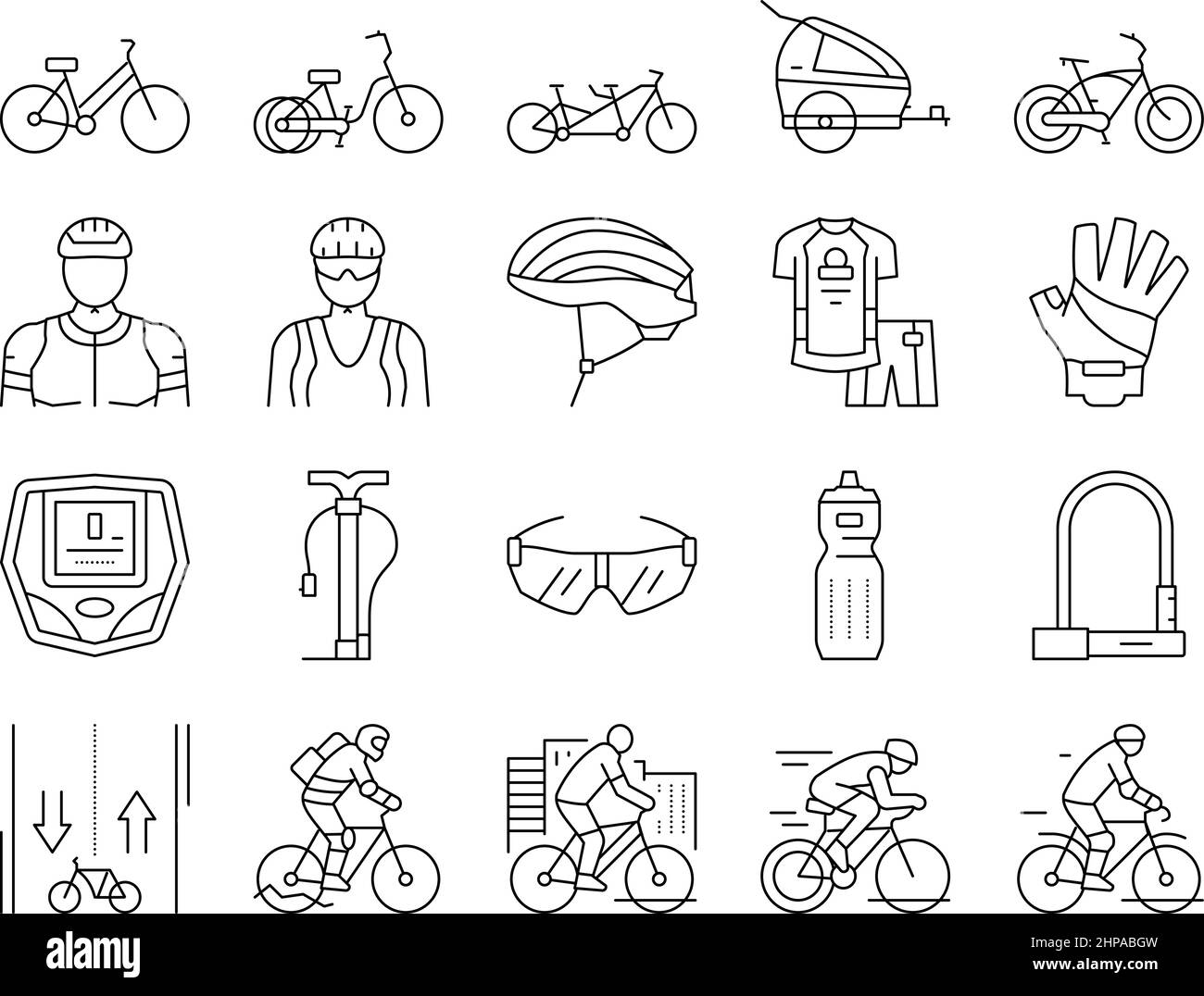 Bike Transport And Accessories Icons Set Vector Stock Vector Image ...