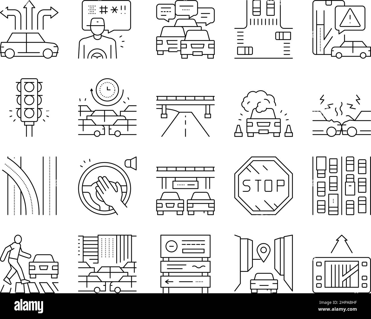 Traffic Jam Transport Collection Icons Set Vector Stock Vector Image ...