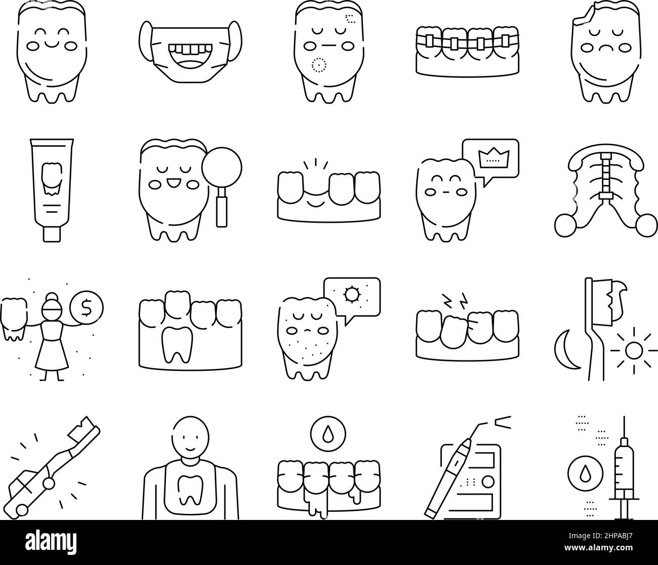 Children Dentist Dental Care Icons Set Vector Stock Vector Image & Art ...