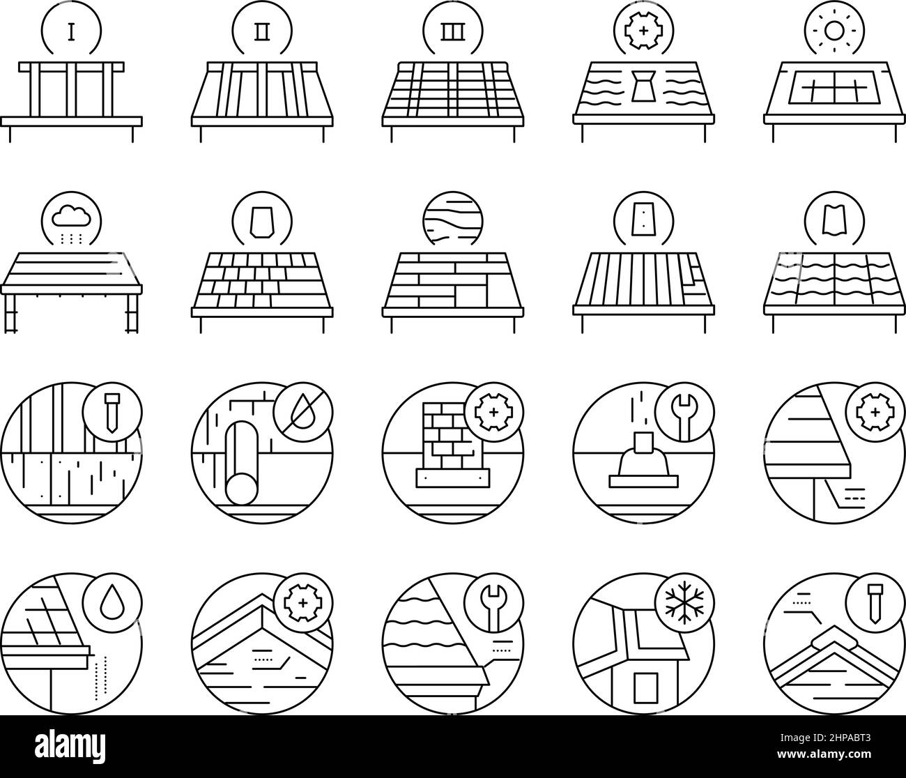 Roof Replacement Job Collection Icons Set Vector Stock Vector Image & Art - Alamy