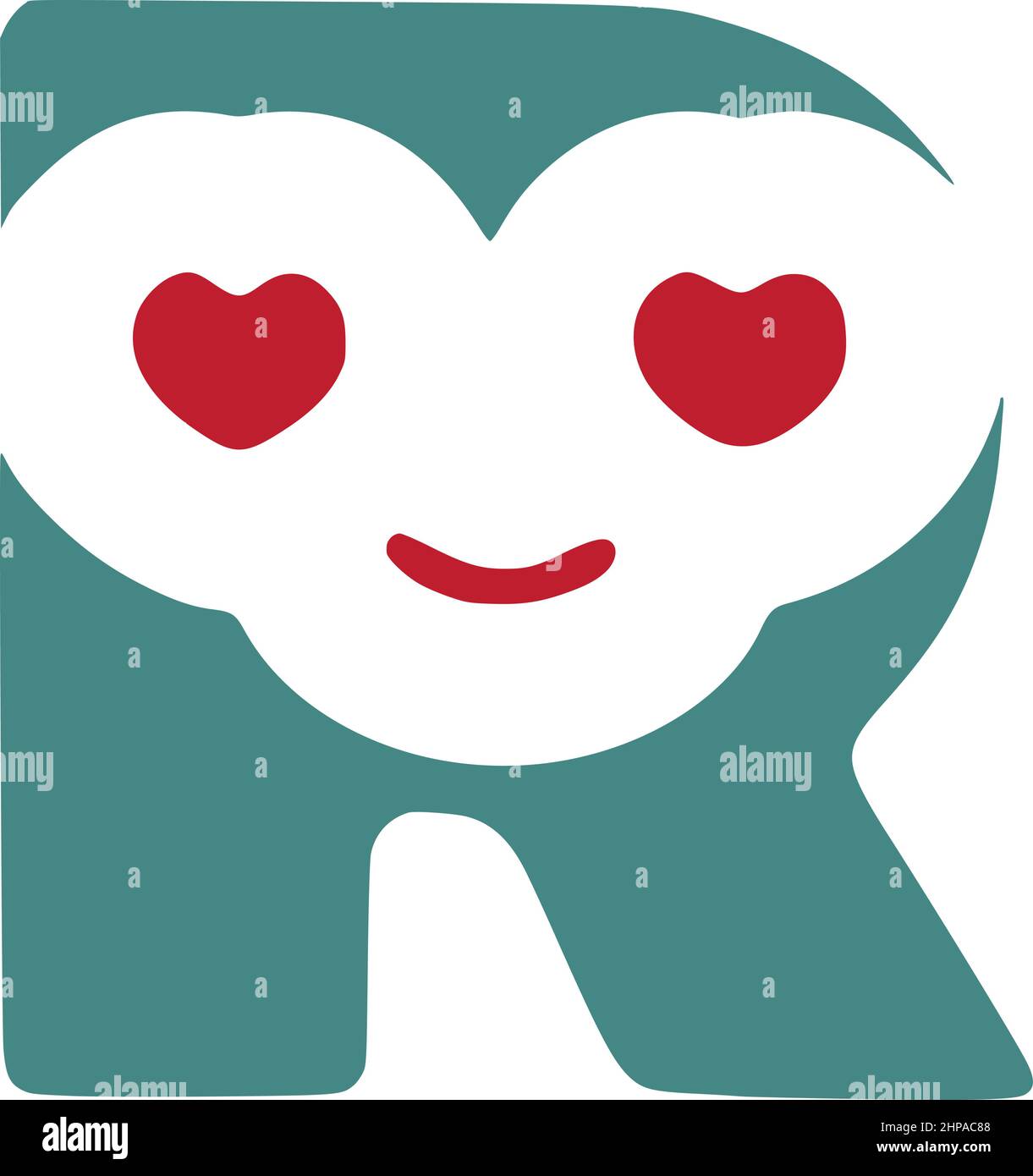 Letter r in love is a cute character in doodle style Stock Vector Image ...