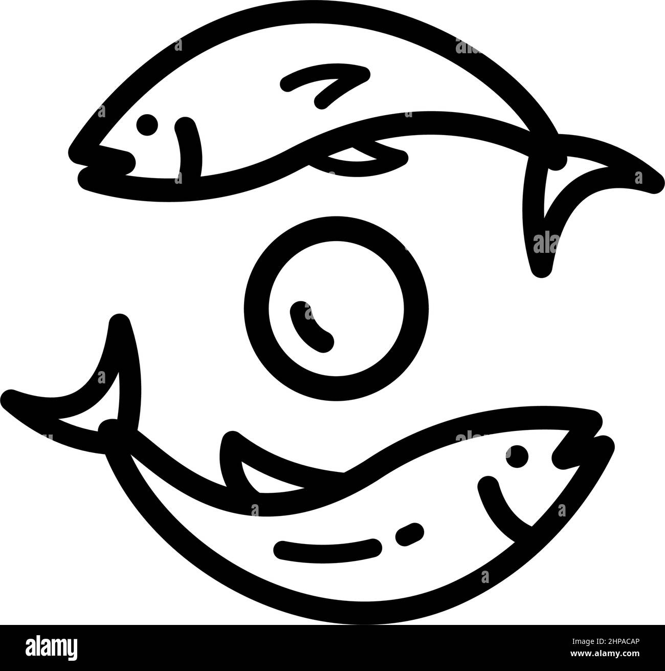 Fish oil icon. Line style cod liver oil sign. Fat oil drop with fish ...