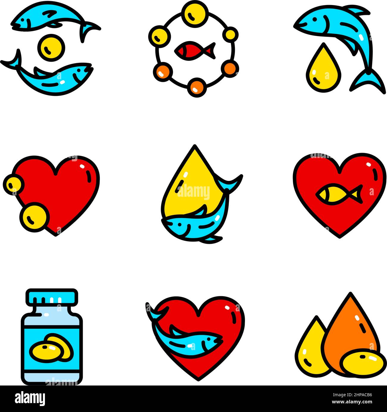 Omega 3 colored icon, logo design. Fish oil vector design in trendy ...