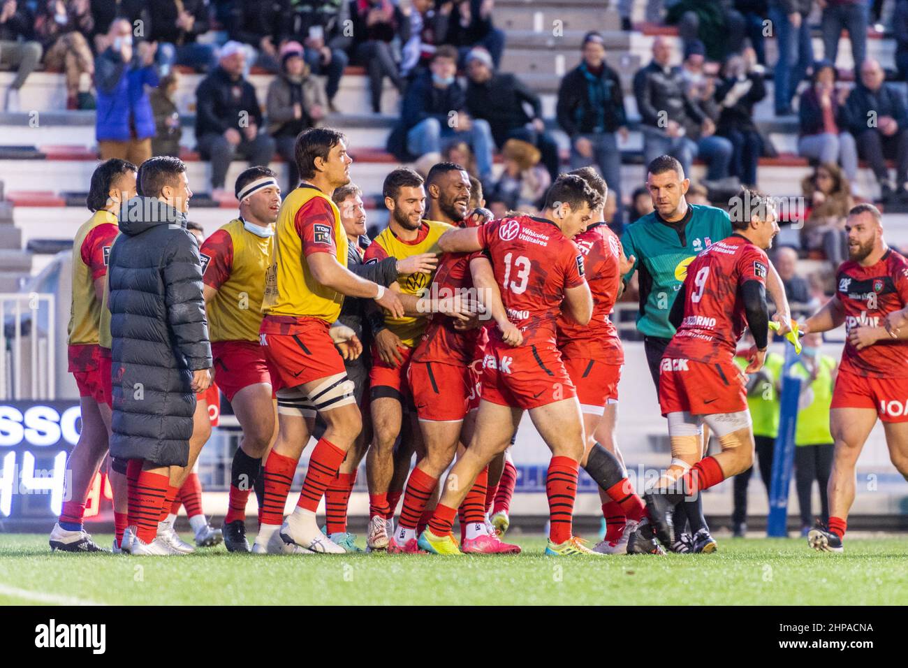 During the Top 14 game between Toulon and Perpignan in Felix Mayol ...