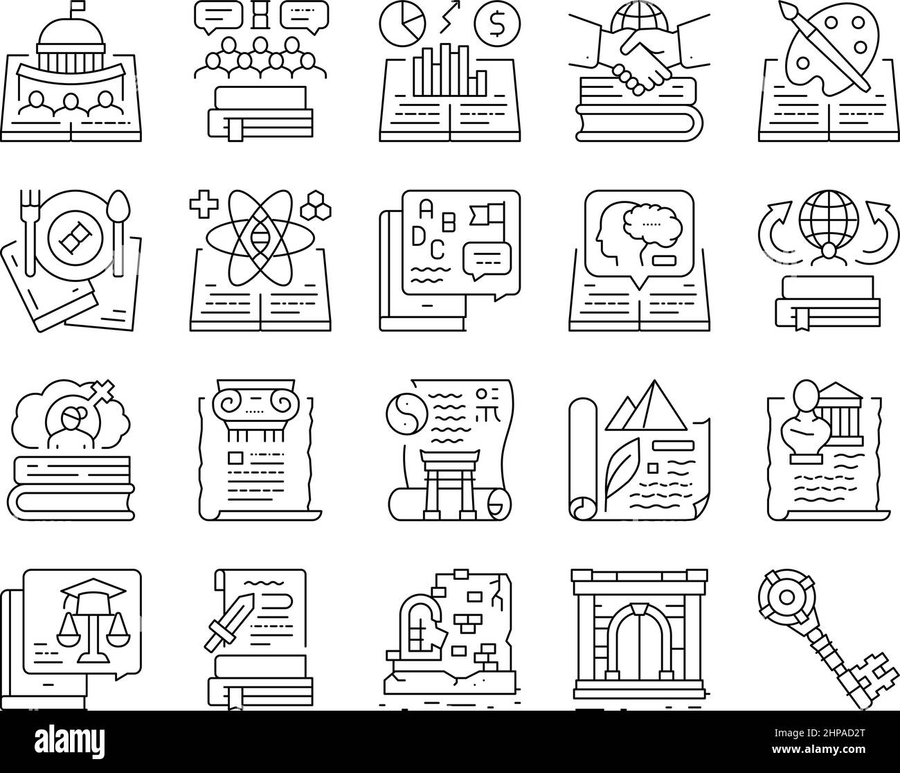 History Learn Educational Lesson Icons Set Vector Stock Vector Image ...