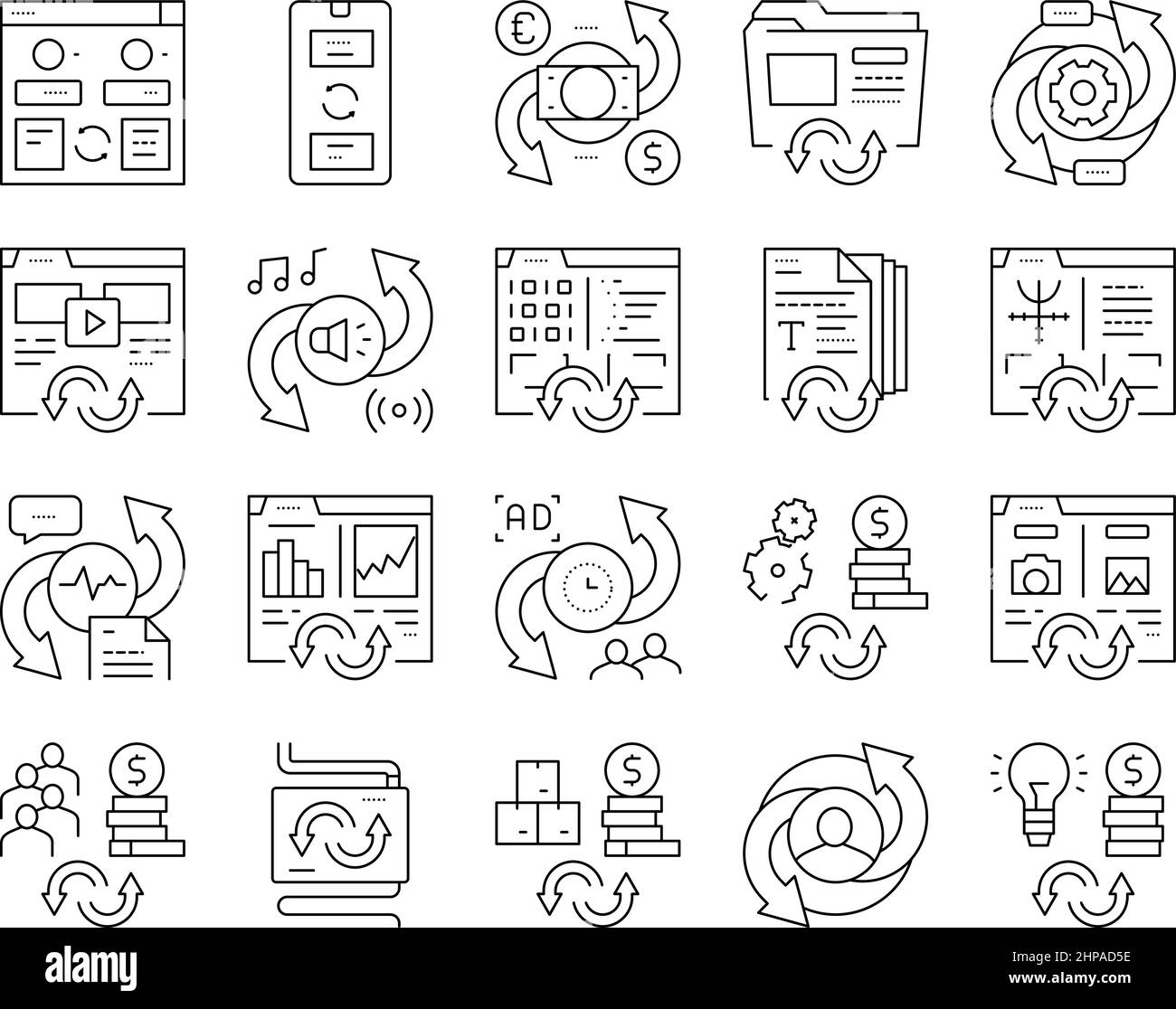 Converter Application Collection Icons Set Vector Stock Vector Image ...