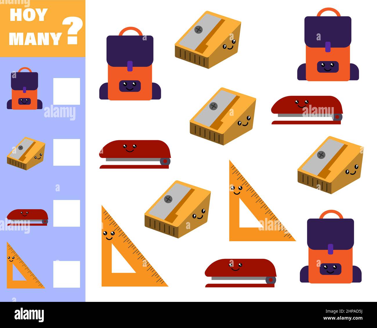 Math game for kids count how many items. Count how many cute cartoon ...