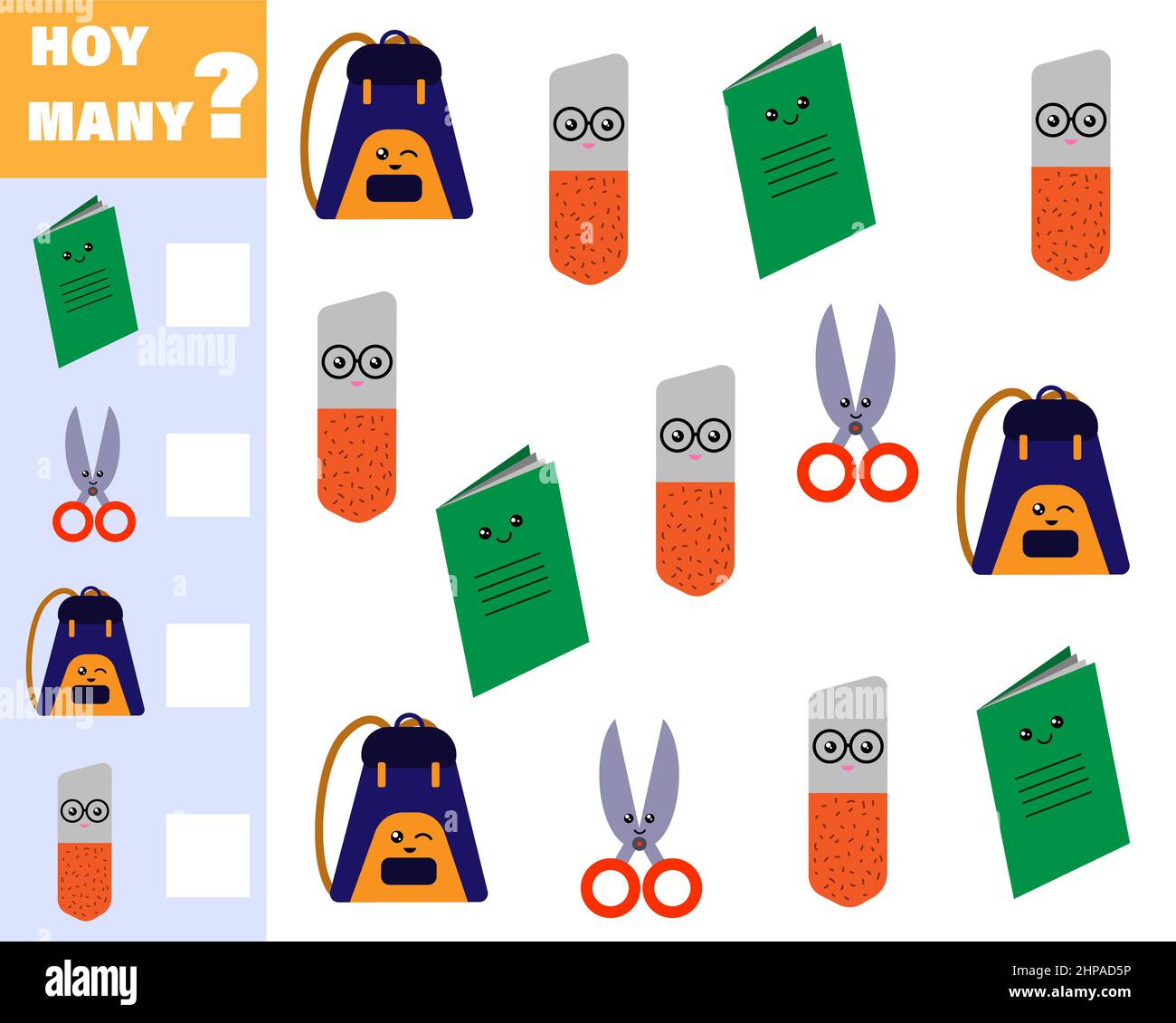 Math game for kids count how many items. Count how many cute cartoon ...