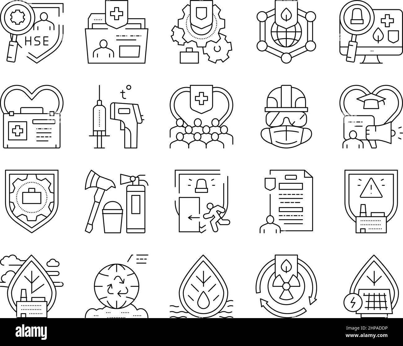 Health Safety Environment Hse Icons Set Vector Stock Vector Image & Art ...