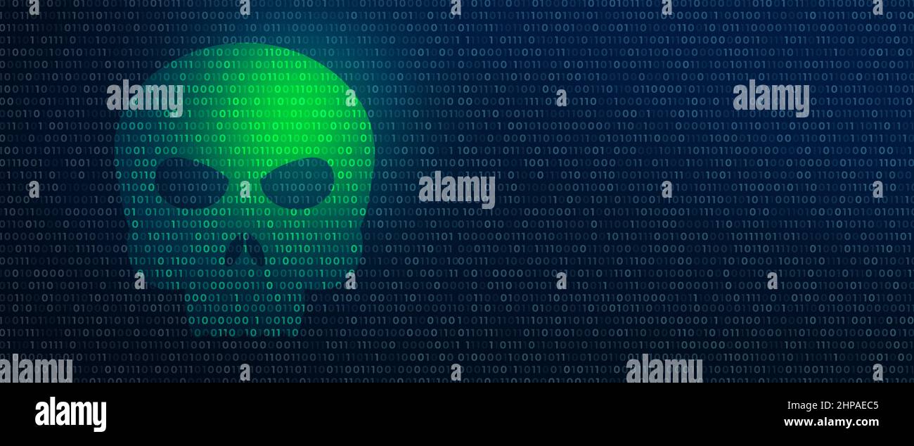 Human skull in digital background. Cyber crime and internet privacy ...