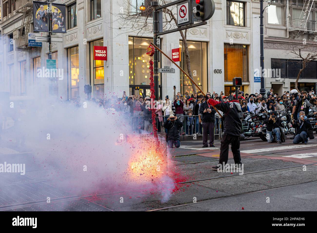 San Francisco, California, USA. 19th Feb, 2022. Traditional lighting of ...