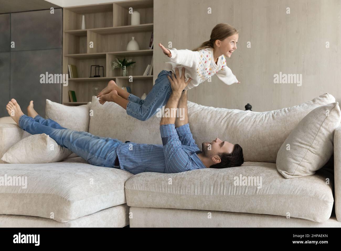 Child man lift hi-res stock photography and images - Alamy