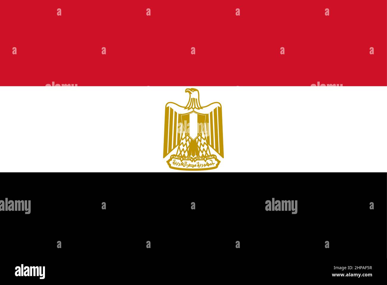 National flag Arab Republic of Egypt, Horizontally divided red-white ...
