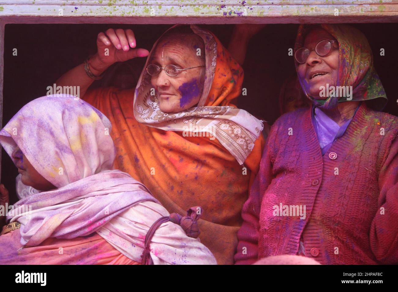 Indian widow women celebrate Holi festival in a old age home for widow ...