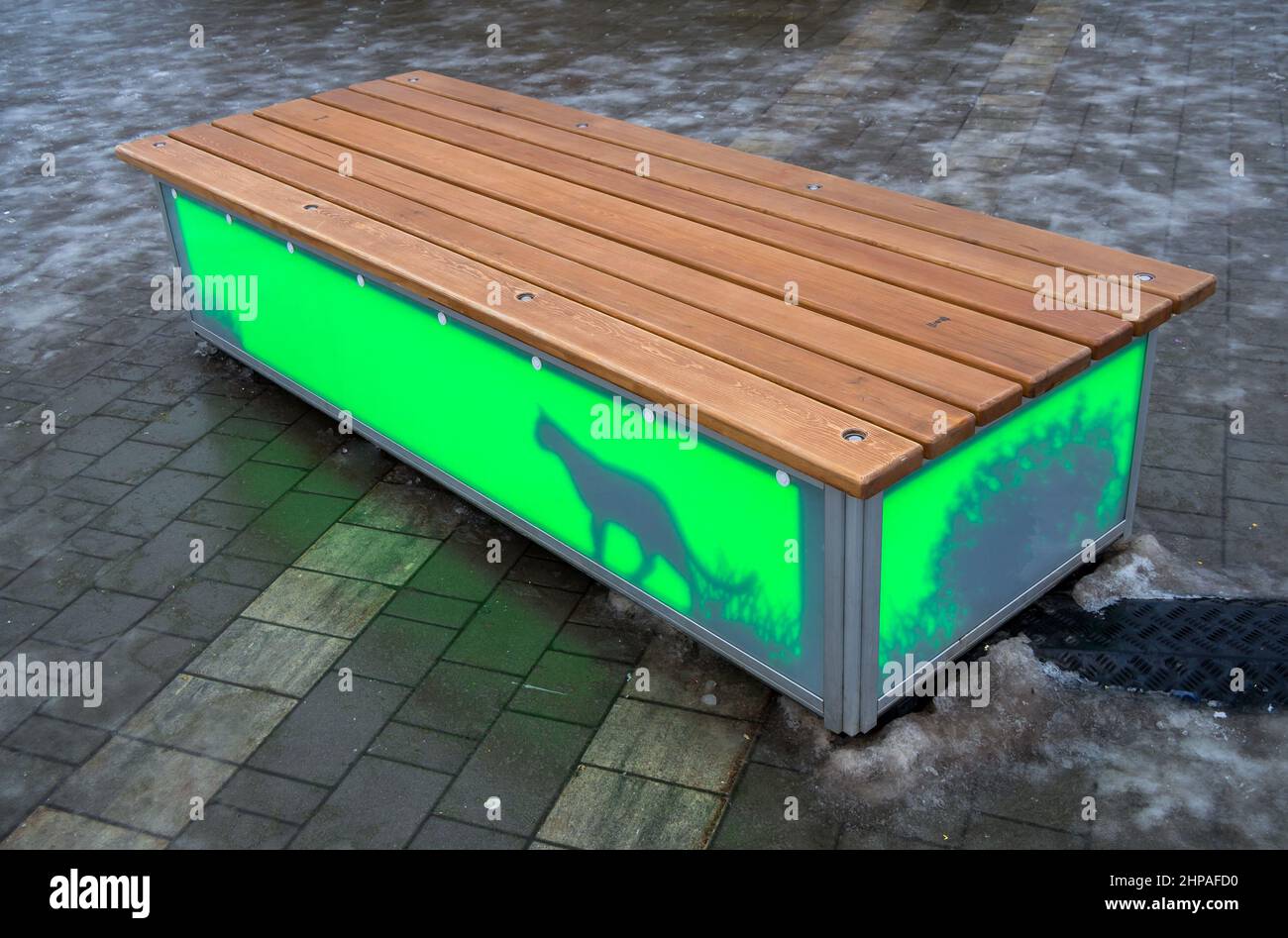 Tula, Russia - January 3, 2021: Interactive bench with LED screen Stock ...