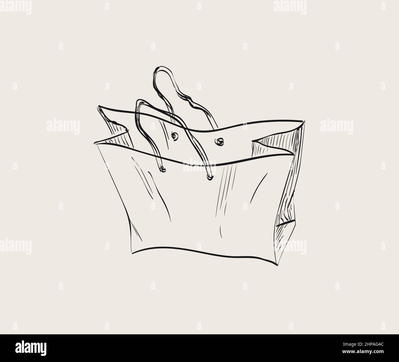 Shopping Paper Bag Crumpled Vector Illustration Bag Paper Crumpled ...