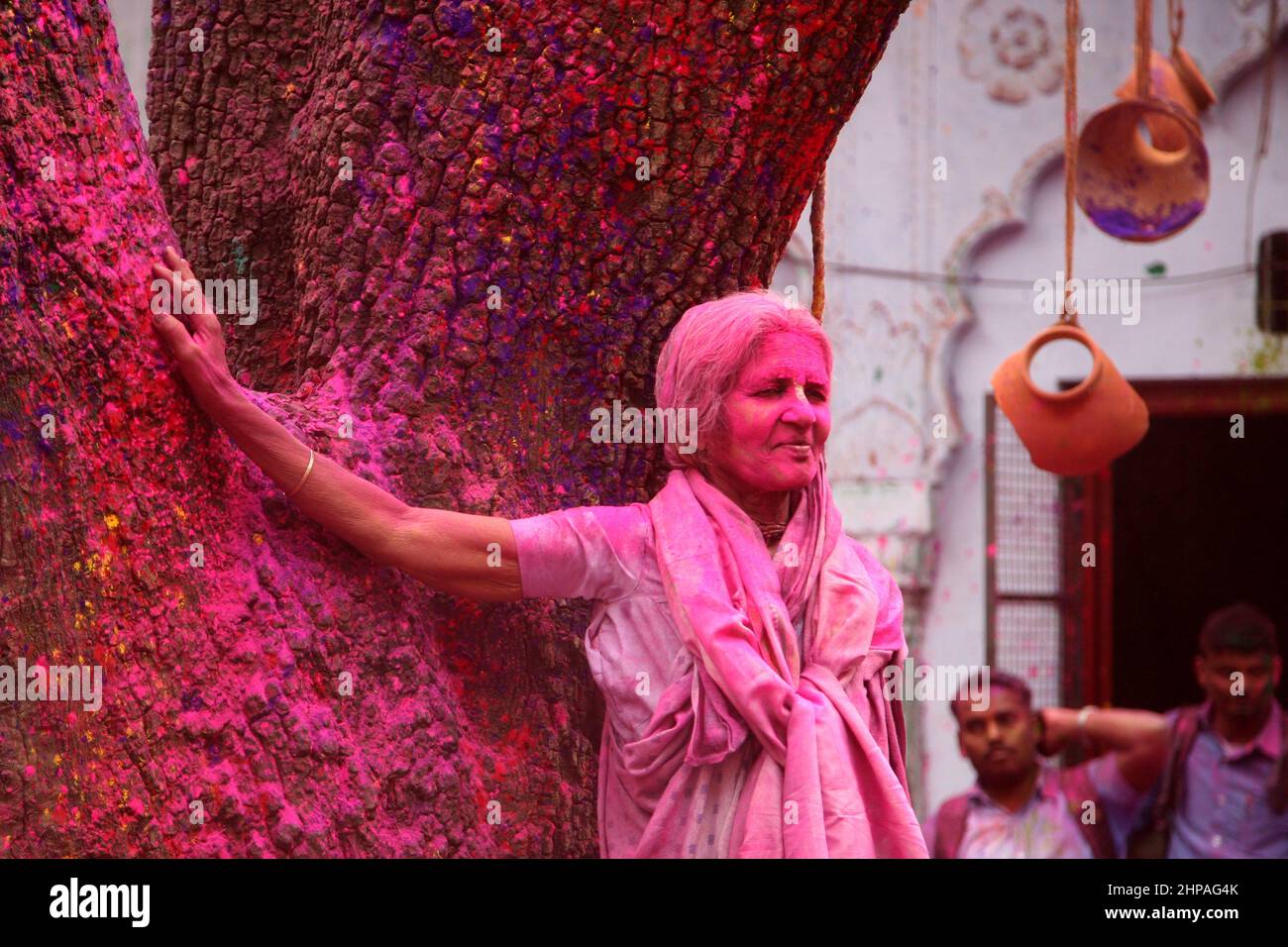 Indian widow women celebrate Holi festival in a old age home for widow ...